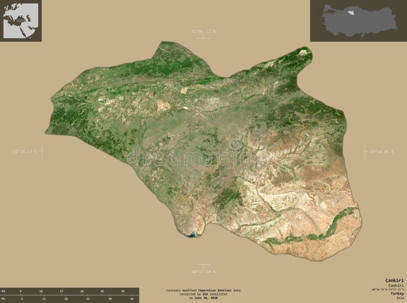 Cankiri, Turkey - Composition. Sentinel-2 Satellite Stock Illustration ...