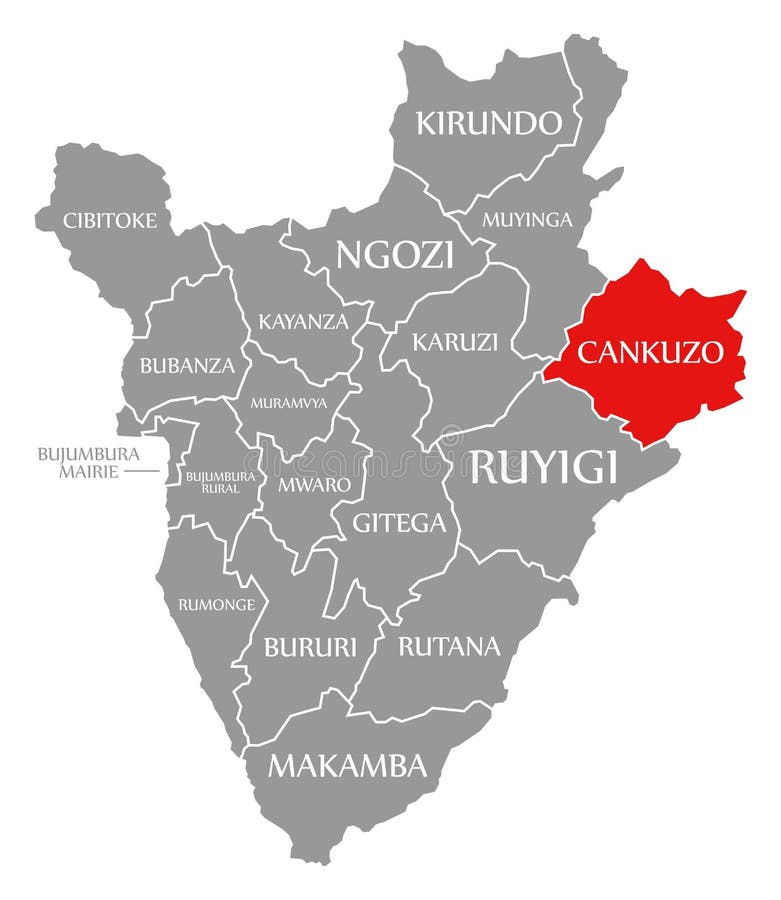 Cankuzo Red Highlighted in Map of Burundi Stock Illustration ...