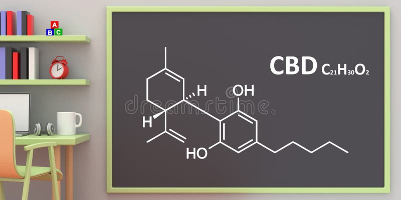 Cannabidiol, Cbd Molecular Structure, Drawing on a Board. 3d ...