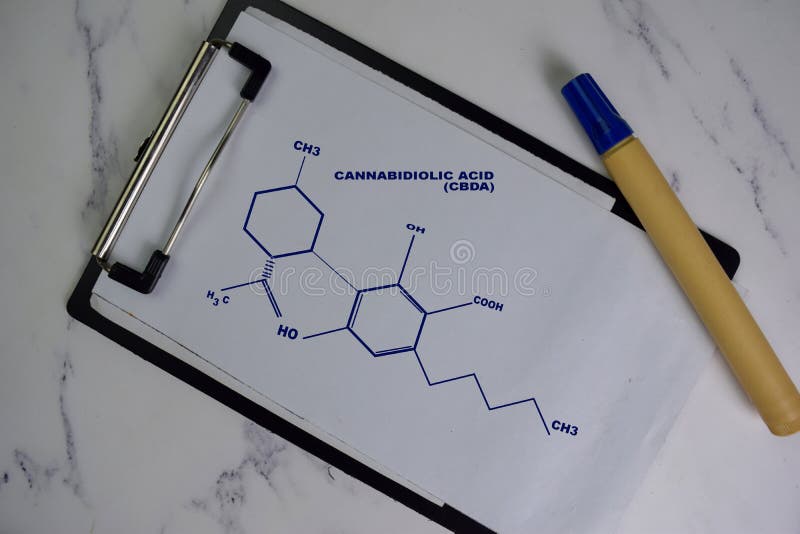 Cannabidiolic Acid Molecule Write on the Paperwork. Structural Chemical ...