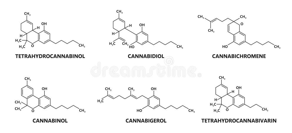Cannabinoid Molecule Structure, Chemical Formula Stock Vector ...