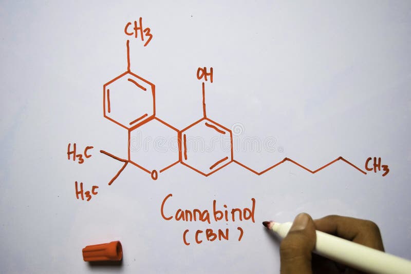 Cannabinol CBN Molecule Written on the White Board. Structural Chemical ...