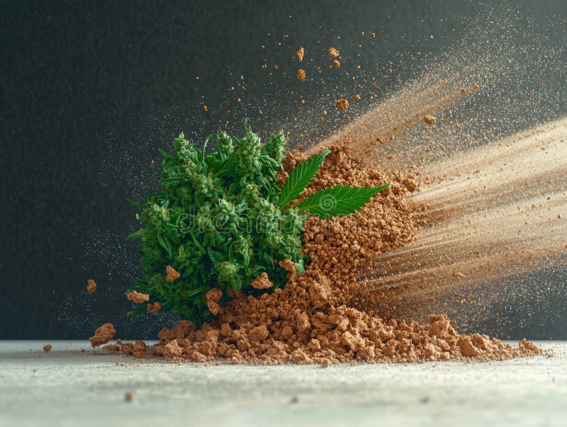 Cannabis Bud with Leaf and Kief Powder. Stock Illustration ...