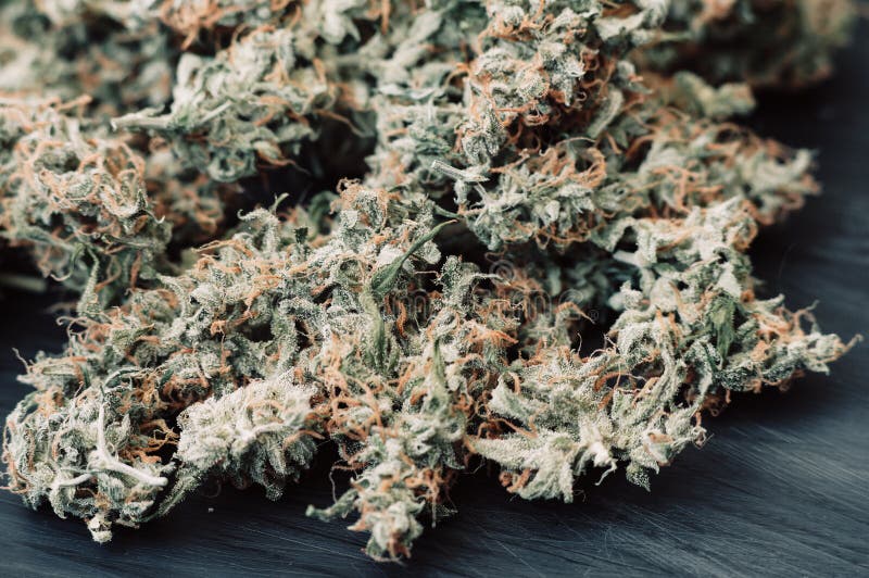 Cannabis Buds on a Black Background. Baking with the Addition of CBD ...