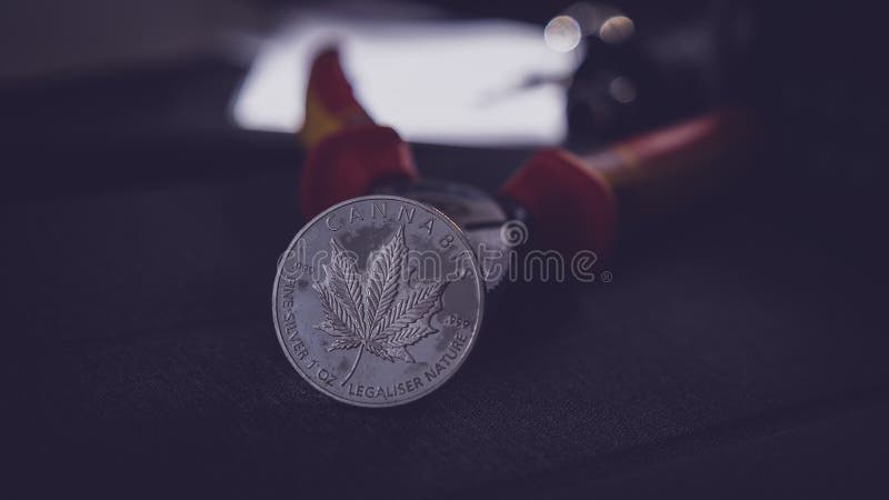 Cannabis coin - silver stock photo. Image of concept - 158871450