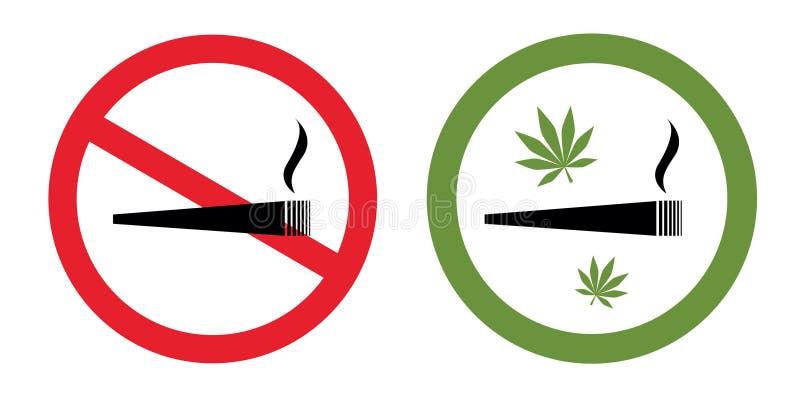 Cannabis Forbidden and Allowed Sign Stock Illustration - Illustration ...