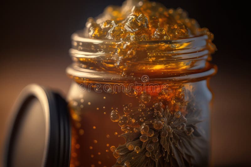 Cannabis Golden Resin Wax On Jar Generative Ai Stock Illustration Illustration Of Extract