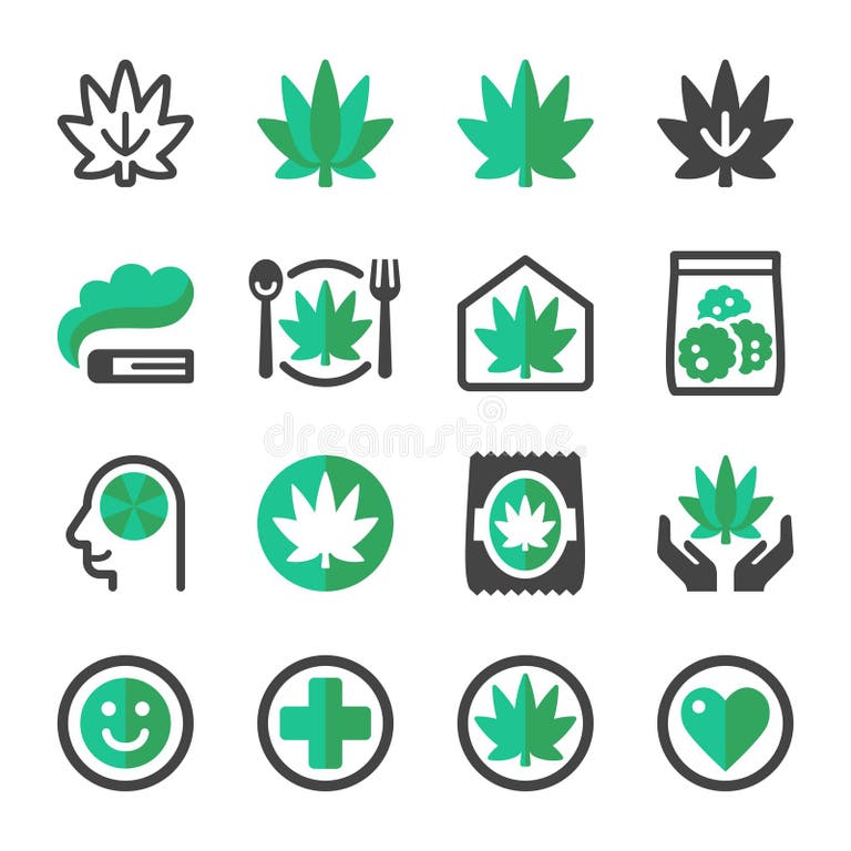 Cannabis icon set stock vector. Illustration of ganja - 210303691