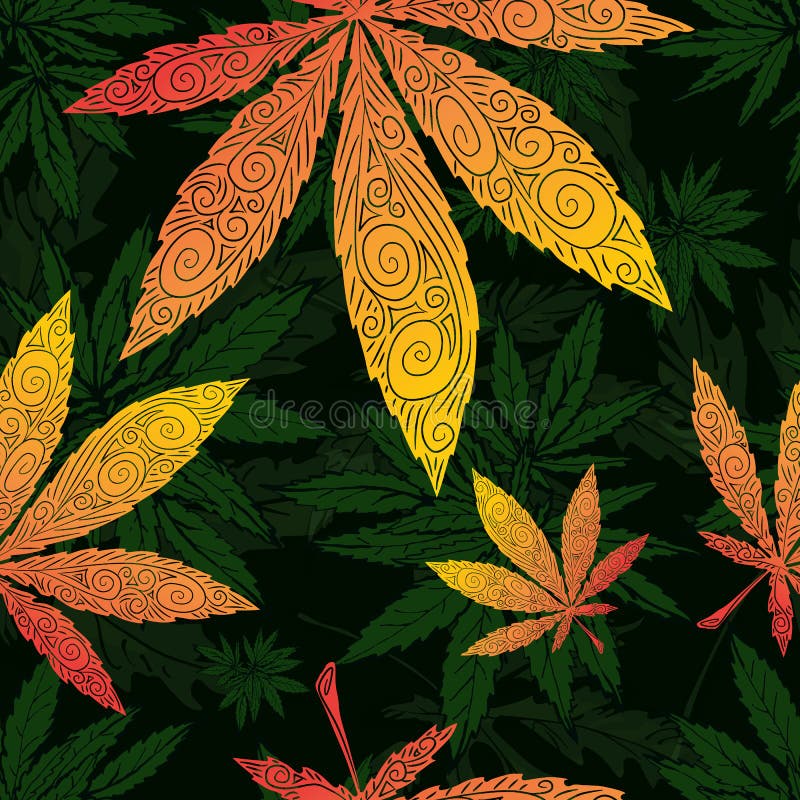 Cannabis Leaf Seamless Pattern Stock Vector - Illustration of drugs ...