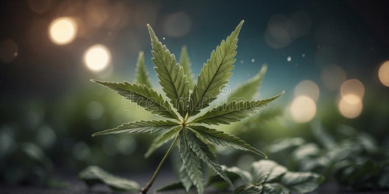 Cannabis Leaf Weed Leaf are Fly on Moon Marijuana. Stock Photo - Image ...