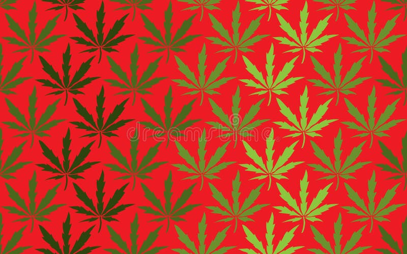 Cannabis Leaves Seamless Pattern on Red Background Stock Vector ...