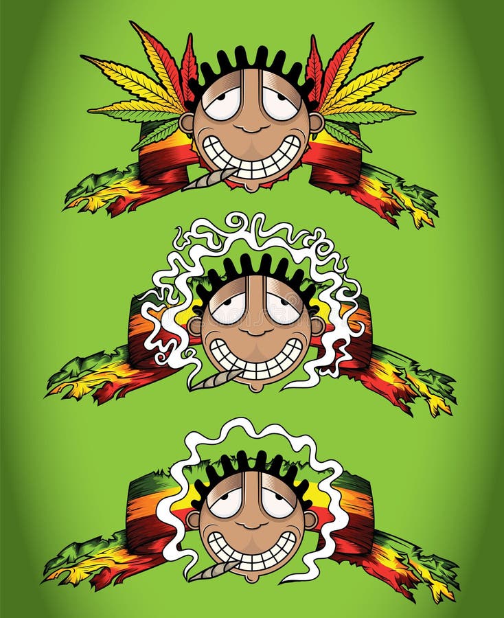 Cannabis Marijuana Happy Smiling Rastafarian Guy Illustration Stock ...