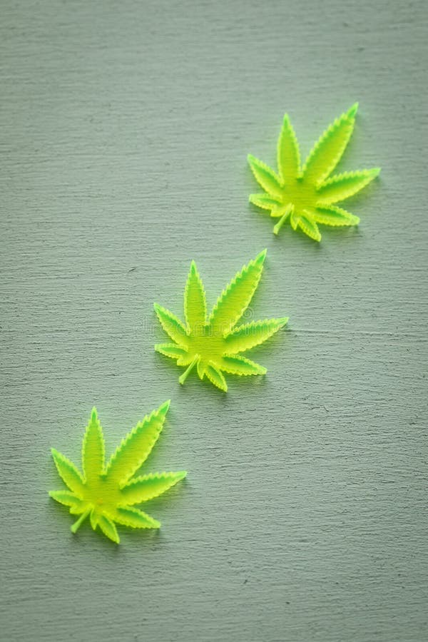 3 Cannabis Marijuana Hemp Leaves on Green Background Stock Image ...