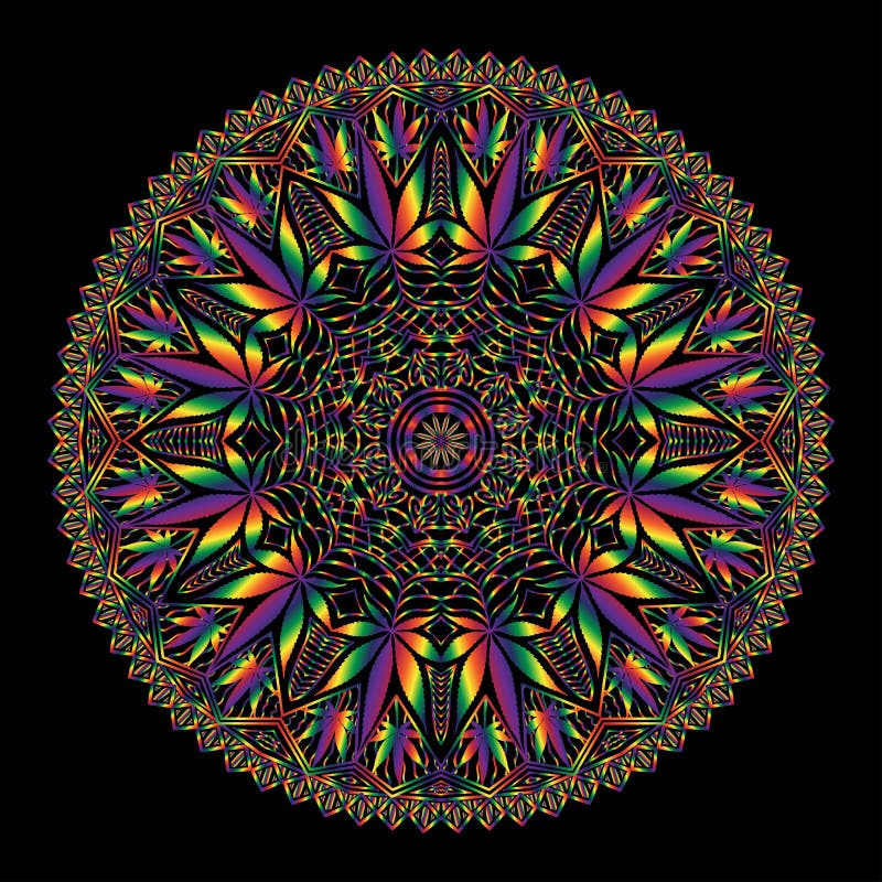 Cannabis Marijuana Intricate Mandala Stock Vector - Illustration of ...