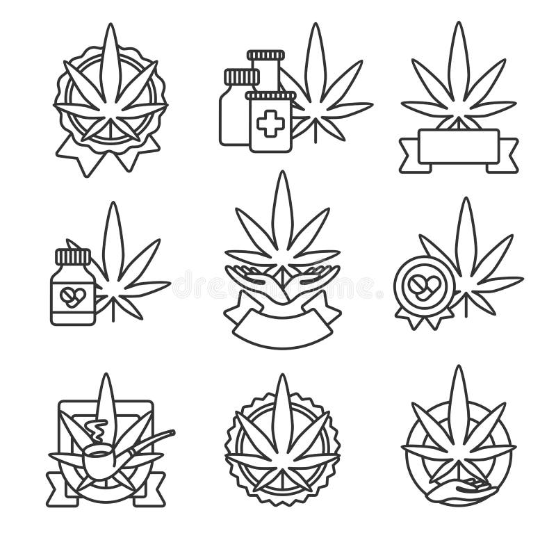 Cannabis, Marijuana Labels and Elements Set. Cannabis Icon Collection ...