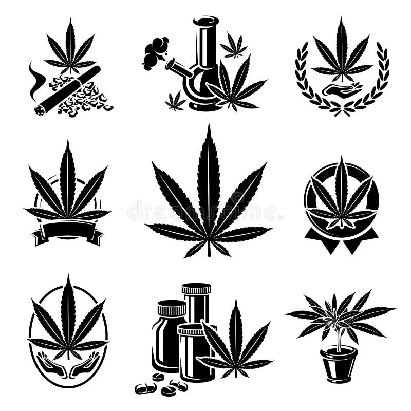 Cannabis, Marijuana Labels and Elements Set. Cannabis Icon Collection ...