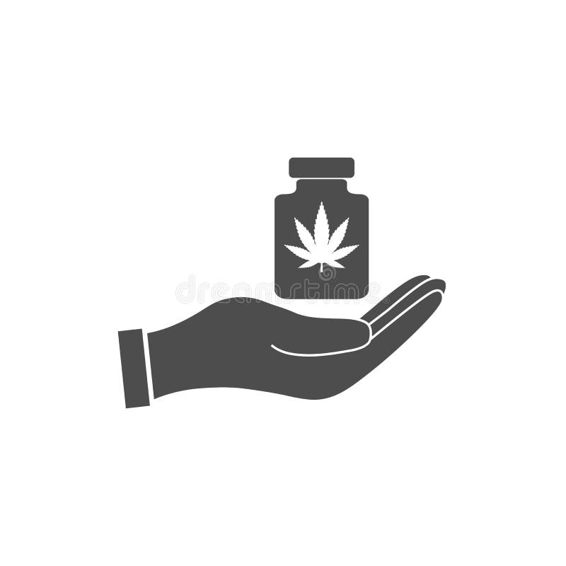 Cannabis, Marijuana Leaf in Hand Icon. Vector Illustration, Flat Design ...