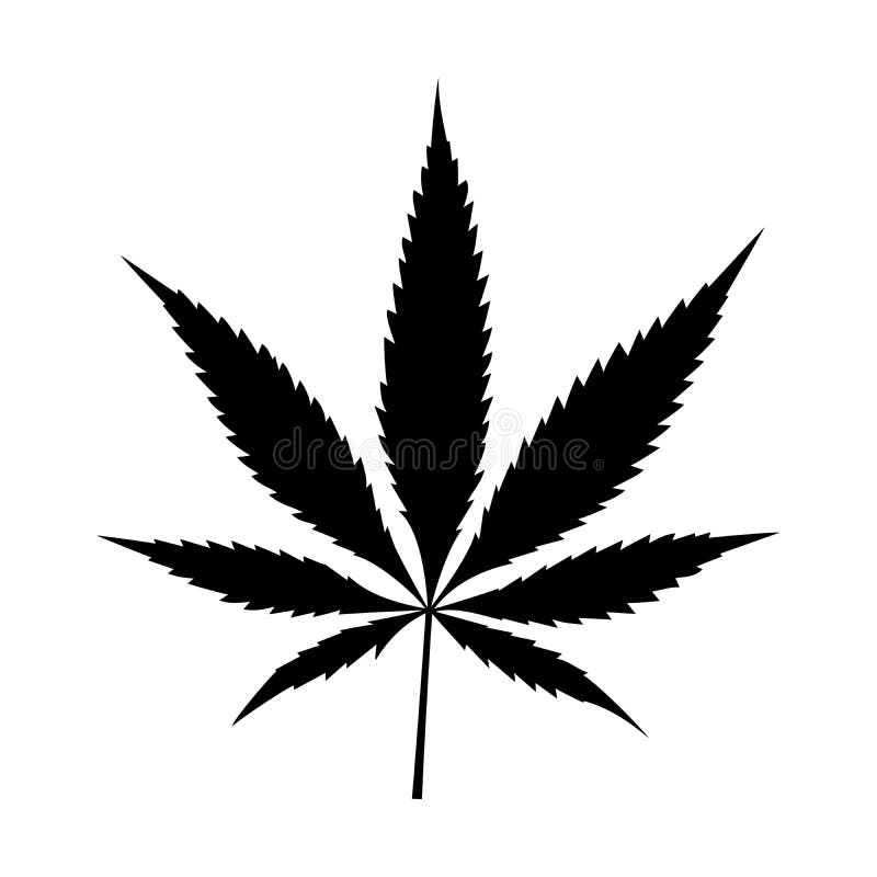 Cannabis or Marijuana Sign Vector Black Icon on White Background. Stock ...