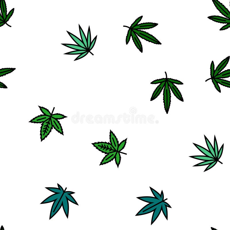Cannabis Plant Leaf Weed Hemp Vector Seamless Pattern Stock Vector ...