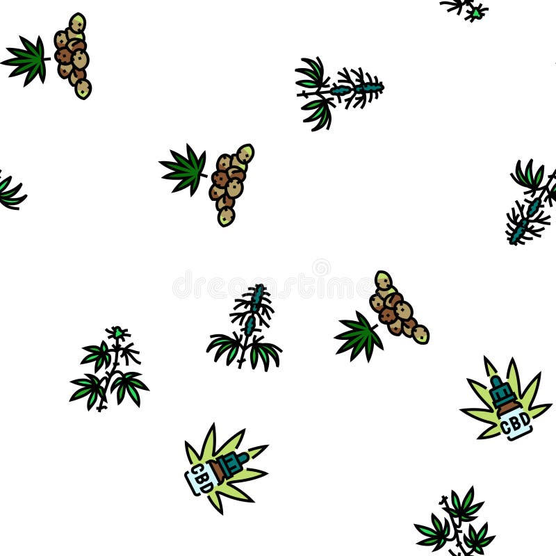 Cannabis Plant Leaf Weed Hemp Vector Seamless Pattern Stock Vector ...