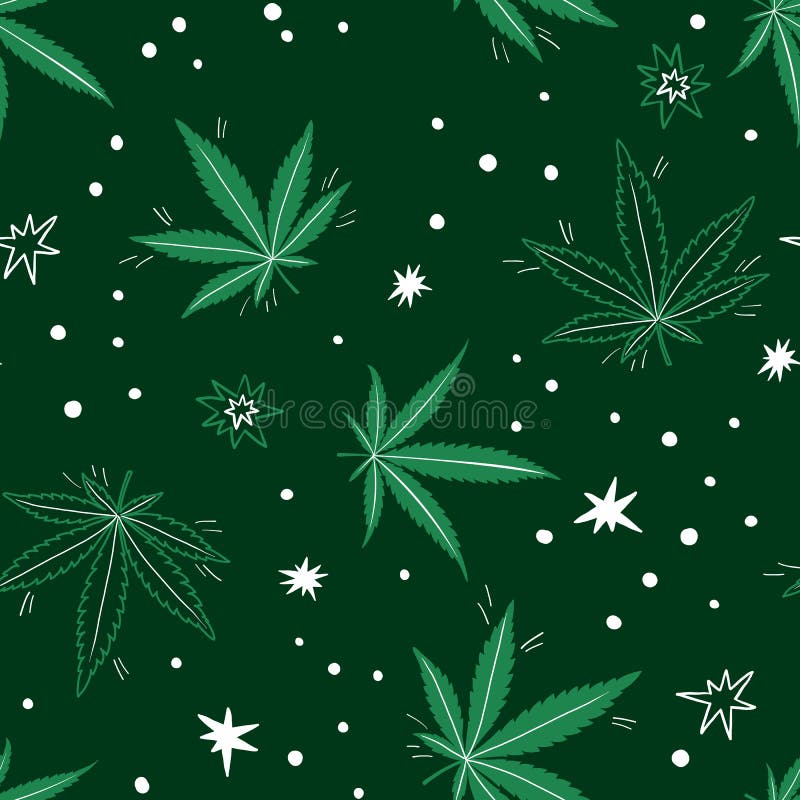 Cannabis Seamless Pattern. Marijuana Floral Pattern. Flat Doddle Style ...
