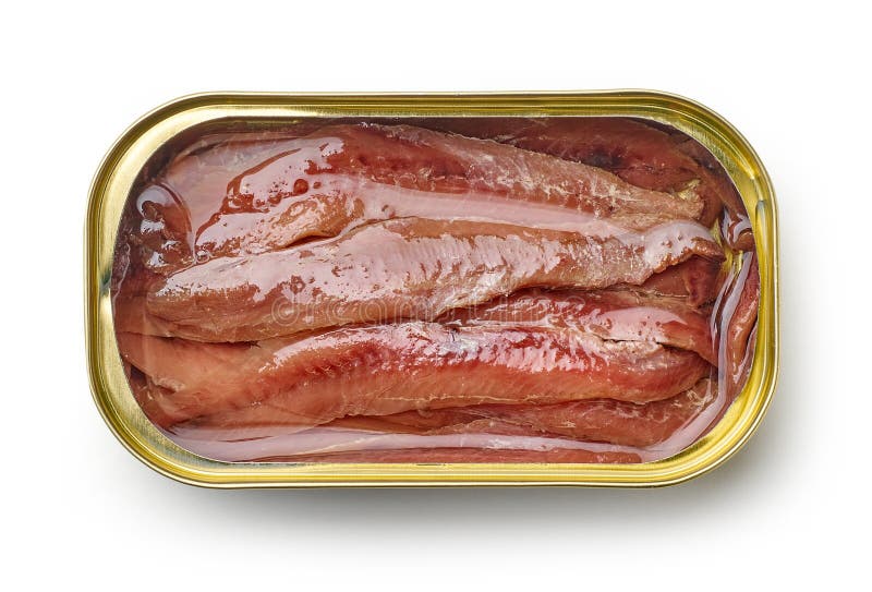 Anchovy Fillets in Oil in a Transparent Glass Jar Closed with a Yellow ...