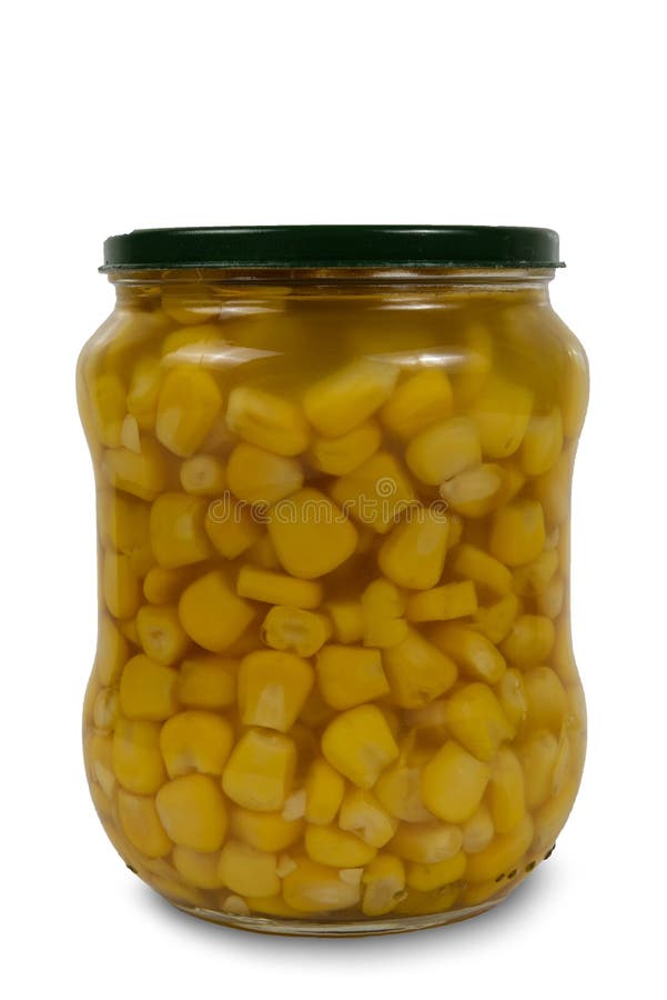 Canned Corn Glass, Minimally Processed Food Stock Image - Image of ...