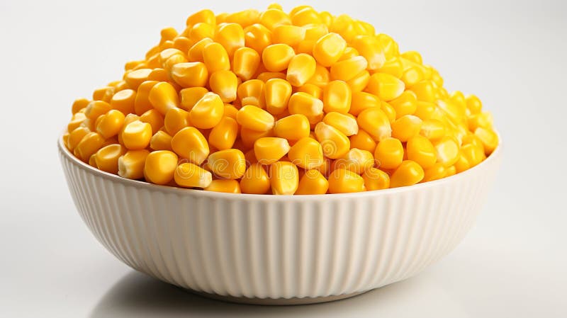 Canned Corn Kernels in Bowl on White Stock Image - Image of diet ...