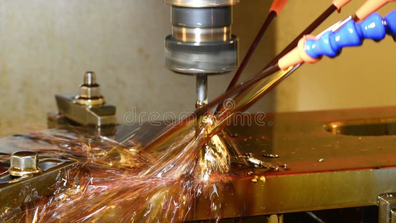 The Canned Cycle Drilling Process On The Cnc Milling Machine With Oil