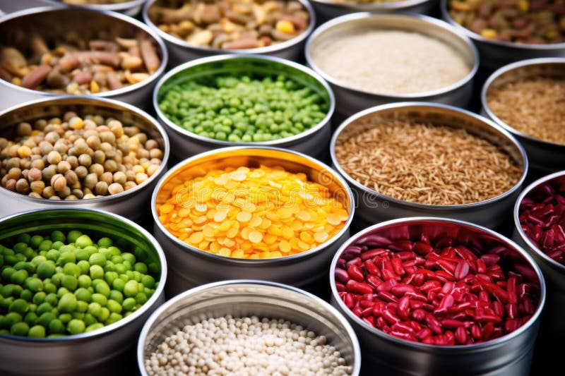 Canned Diet Food in the Sealing Process Stock Photo - Image of meal ...