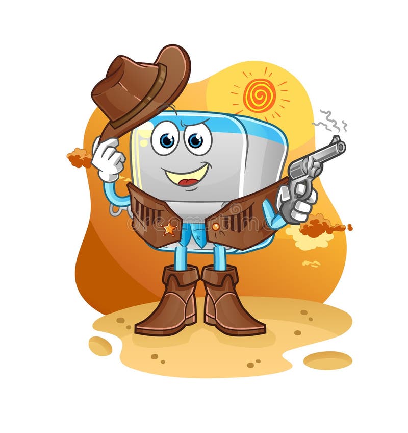 Canned Fish Cowboy with Gun Character Vector Stock Vector ...