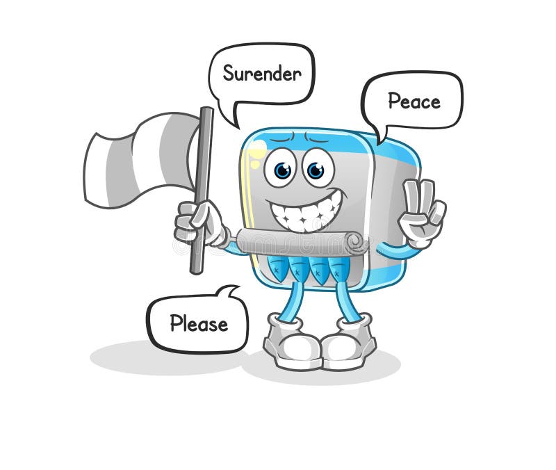 Canned Fish Hold Surrender Flag Mascot. Cartoon Vector Stock Vector ...