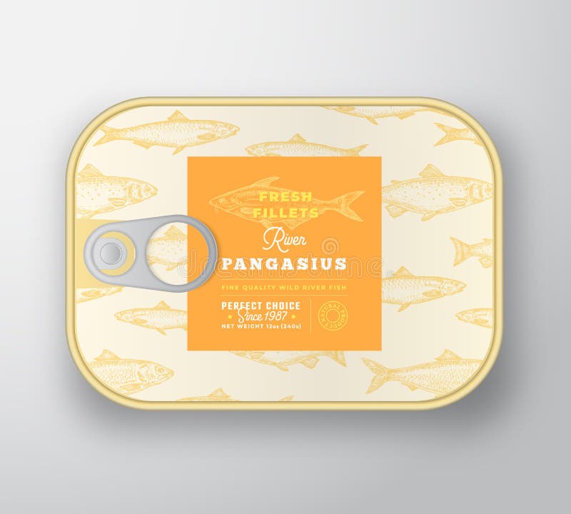Canned Fish Label Template. Abstract Vector Fish Aluminium Container ...