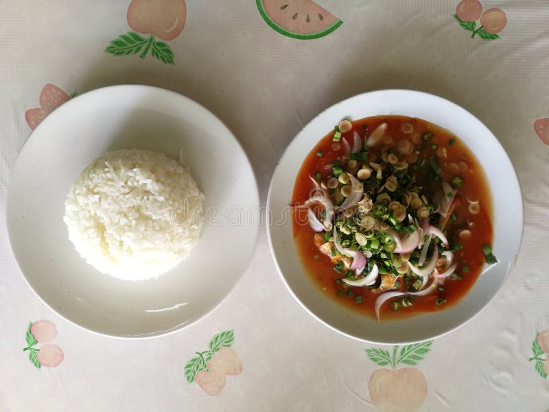 Canned fish salad rice stock image. Image of rice, fish - 157901115