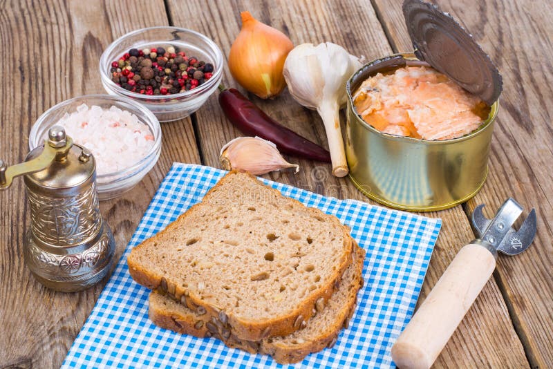 Canned Fish Salmon or Tuna in Open Metal Can Stock Photo - Image of ...