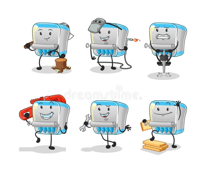 Canned Fish Worker Set Character. Cartoon Mascot Vector Stock Vector ...