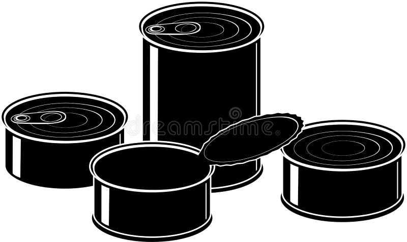 Canned Food Black and White Vector Graphic Stock Vector - Illustration ...