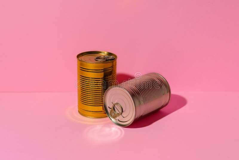 Canned Food Tin on Pink Studio Background Stock Photo - Image of store ...