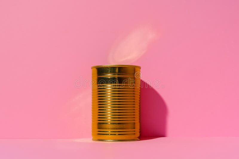 Canned Food Tin on Pink Studio Background Stock Image - Image of steel ...