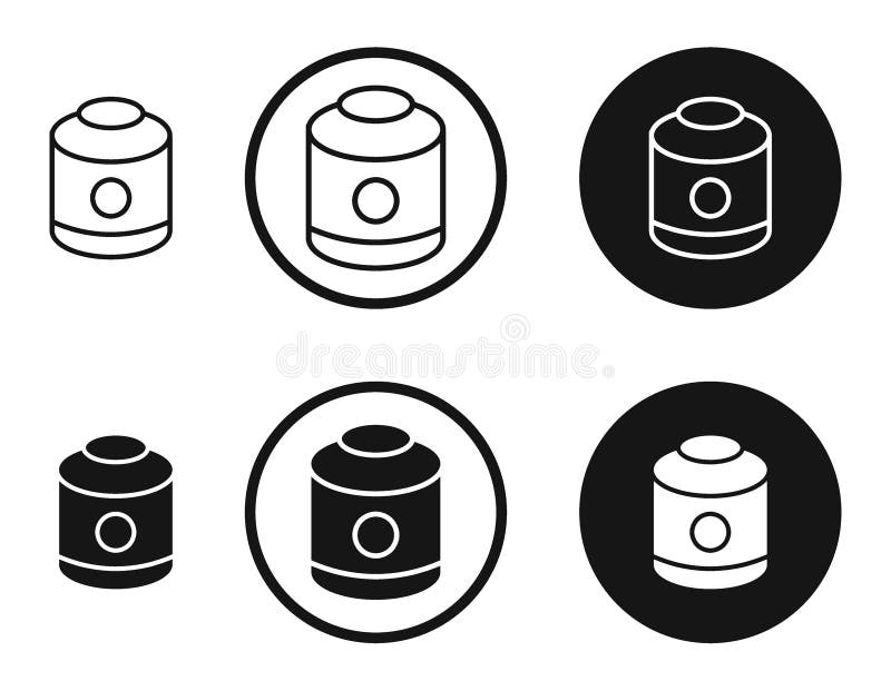Canned Food Vector Icon Set in Black and White Outlines Stock Vector ...
