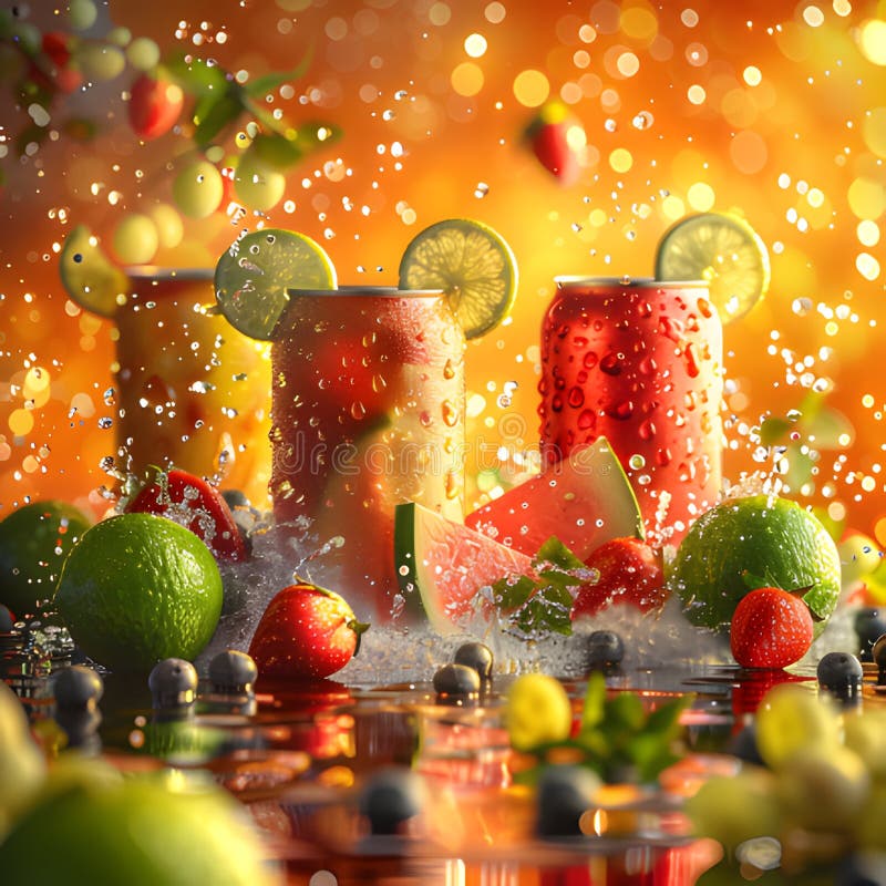 Canned Fruit Drinks Gives a Refreshing Feeling Look Lively Stock ...