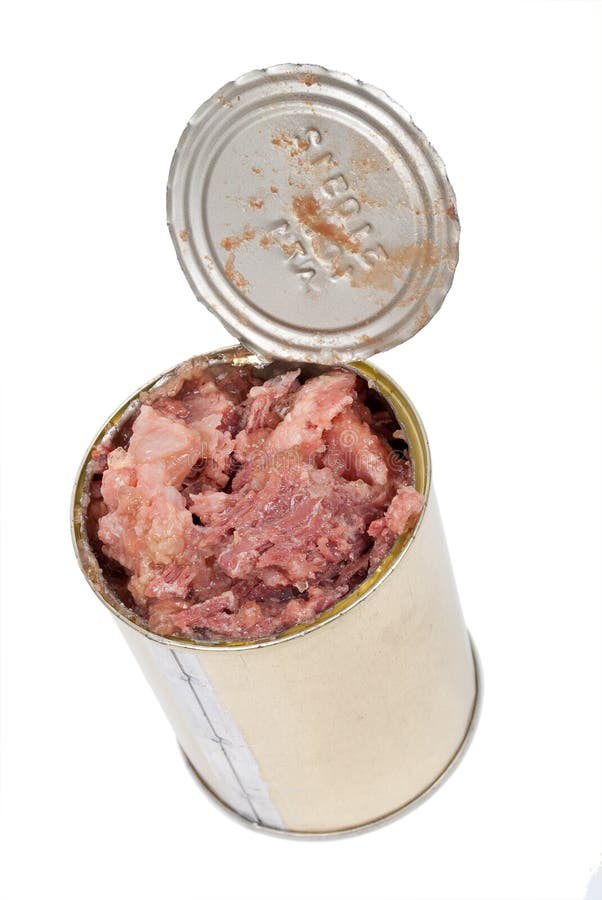 Canned Meat in Sealed Tin Can on White Background Stock Image - Image ...