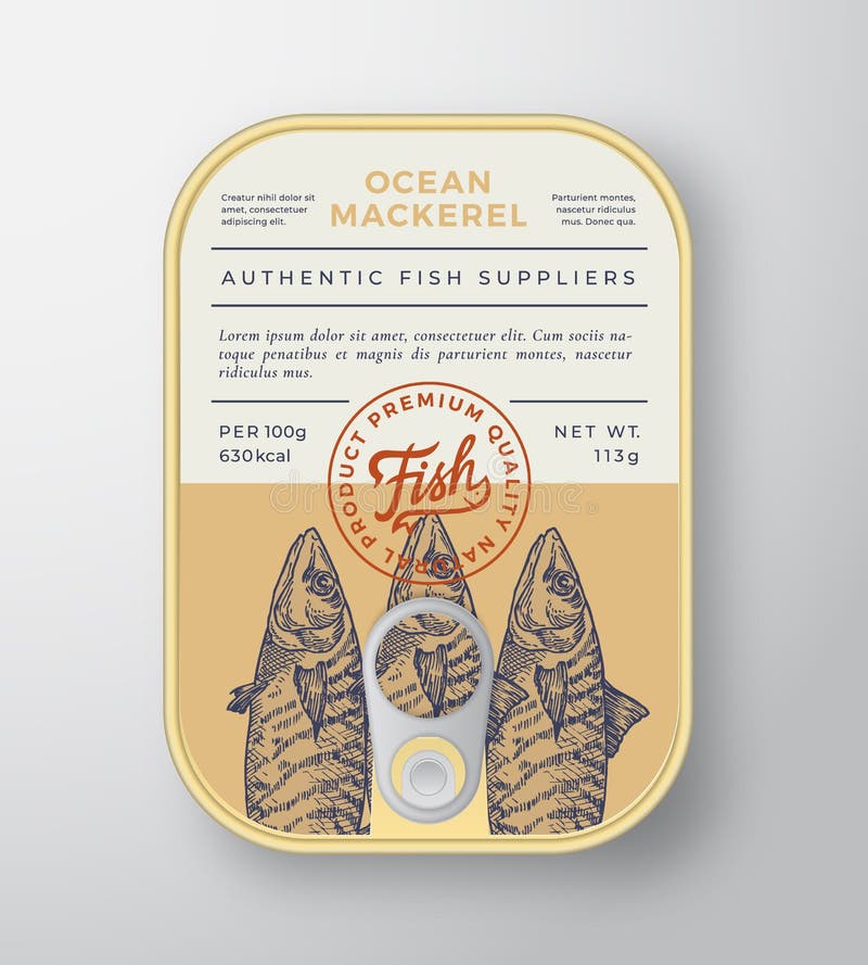 Canned Ocean Fish Abstract Vector Aluminium Container Packaging Design ...