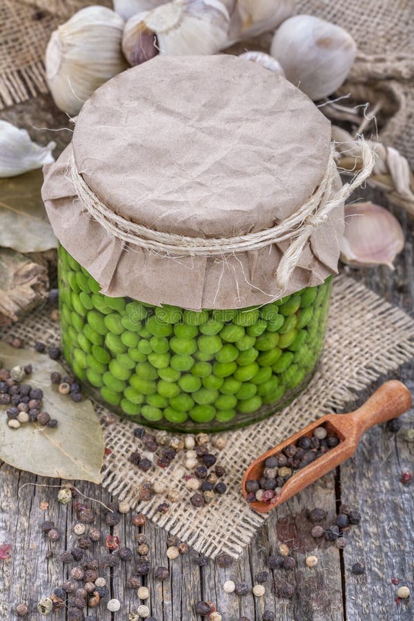 Canned peas stock photo. Image of green, herbs, garlic - 55562552
