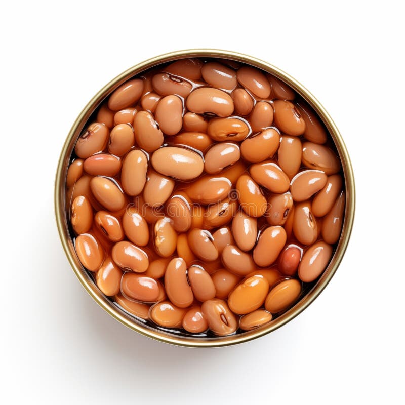 Canned Pinto Beans in Metal Can with Clear Label on White Background ...