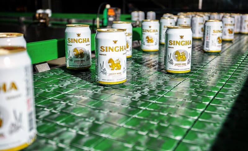 Canned Singha beer process editorial photo. Image of industrial - 263794701