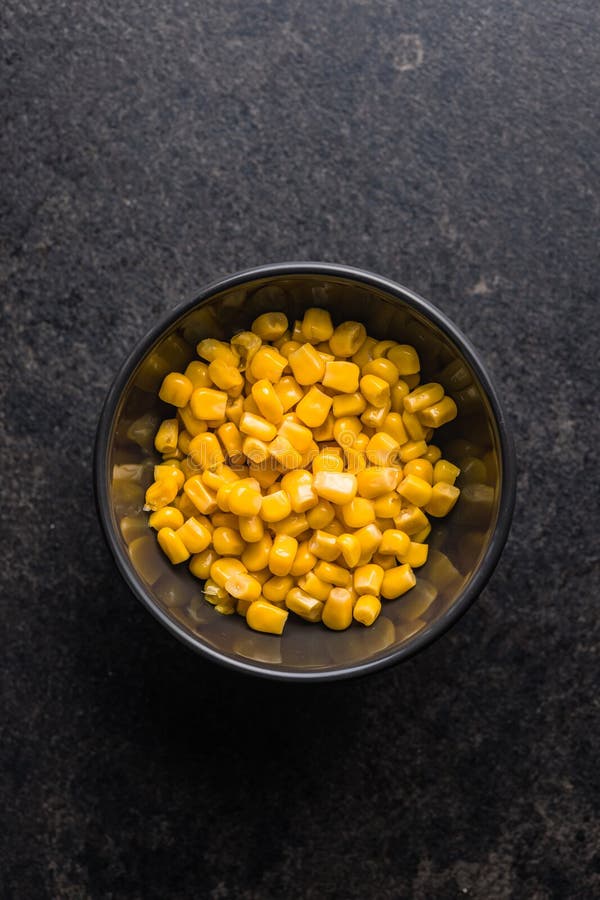 Canned Sweet Corn in Opened Tin Can, Top View. Stock Photo - Image of ...