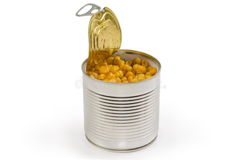 Open Round Tin Can with Canned Green Peas, Side View Stock Image ...