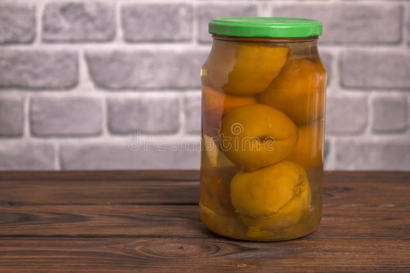 Canned Sweet Peach Compote in a Glass Jar Stock Image - Image of ...