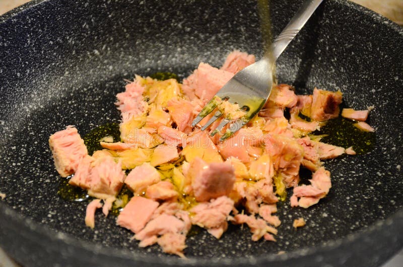 Canned tuna chunks stock photo. Image of healthy, cuisine - 84027174